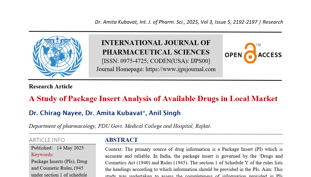 A Study of Package Insert Analysis of Available Drugs in Local Market