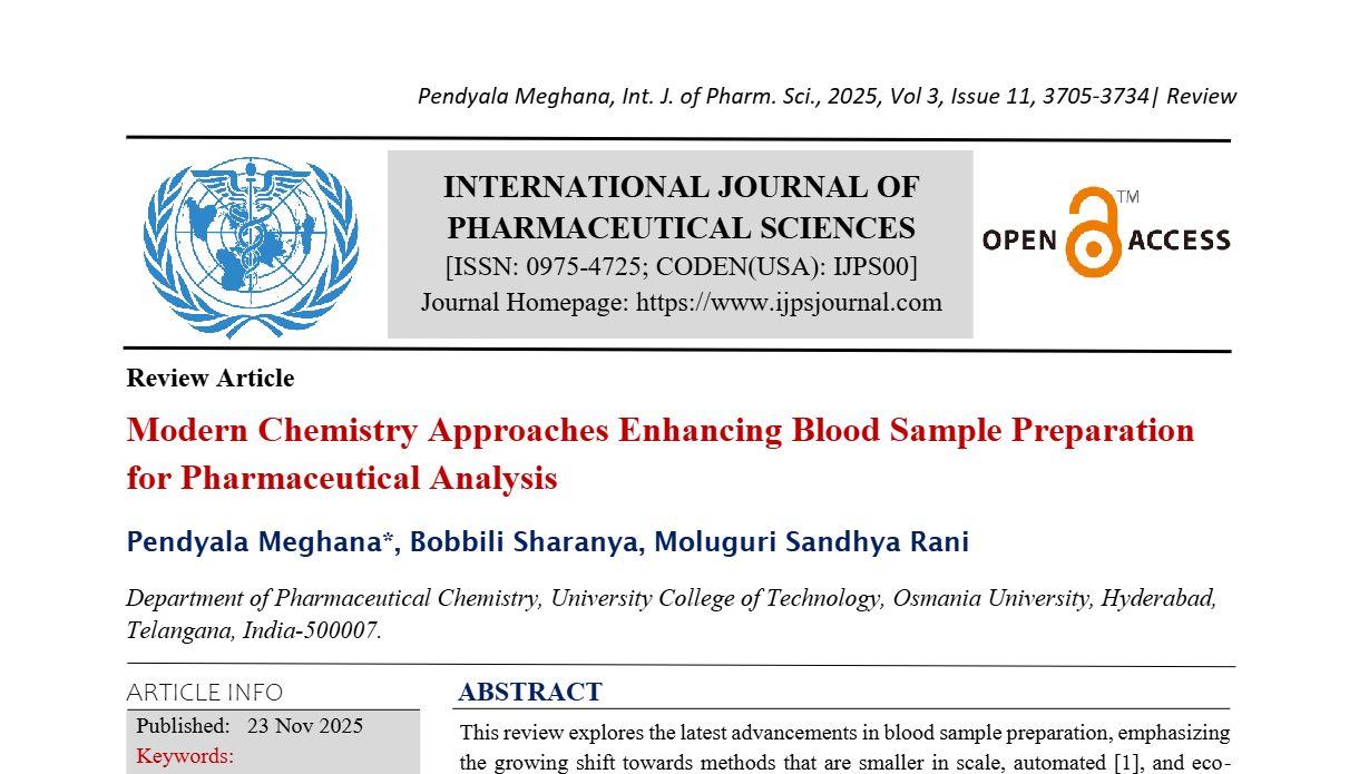Modern Chemistry Approaches Enhancing Blood Sample Preparation for ...