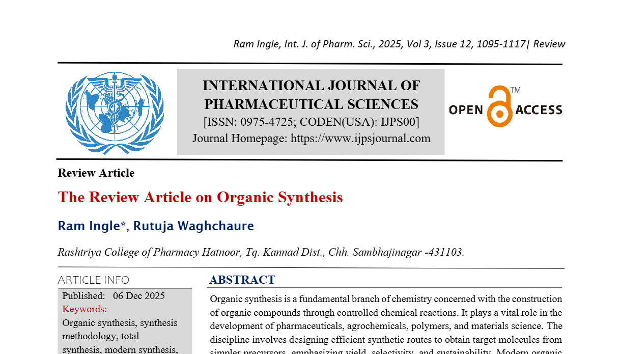 The Review Article on Organic Synthesis | IJPS Journal