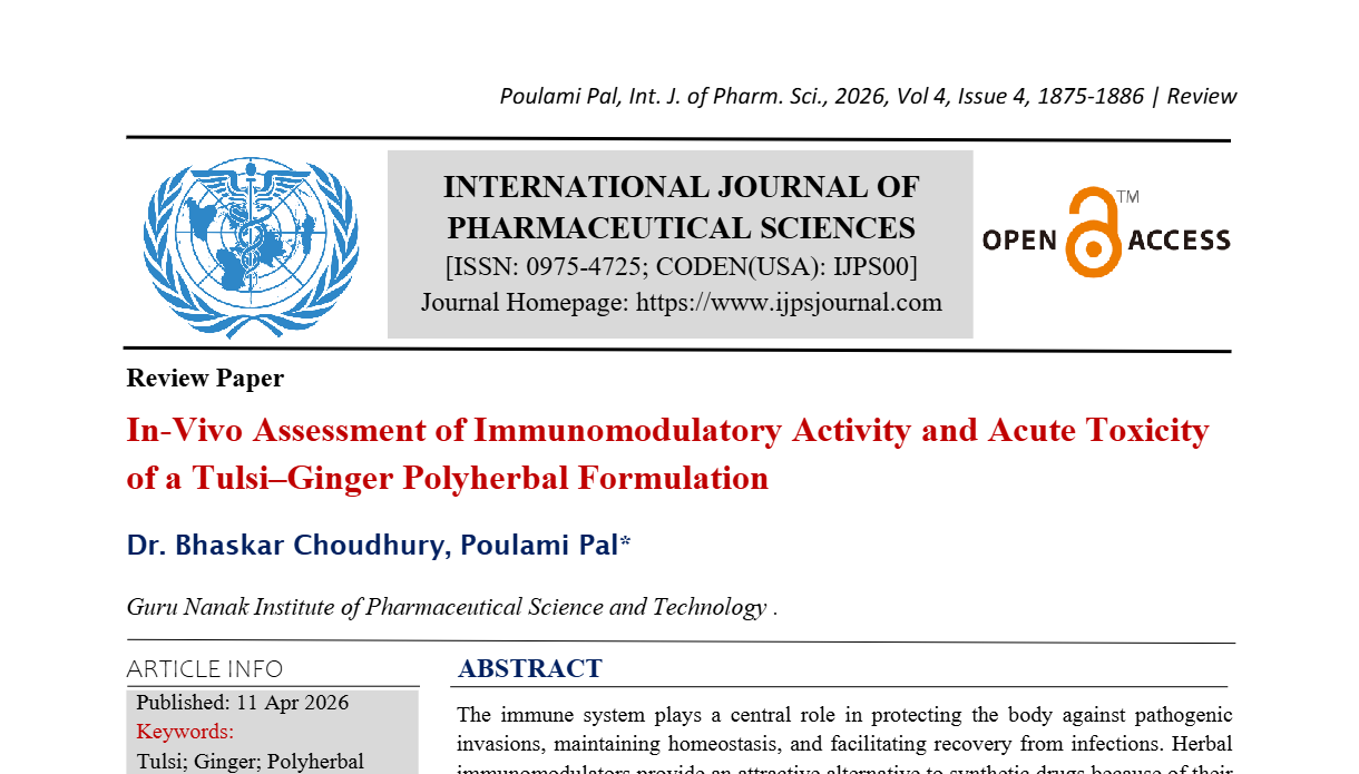 In-Vivo Assessment of Immunomodulatory Activity and Acute Toxicity of a ...