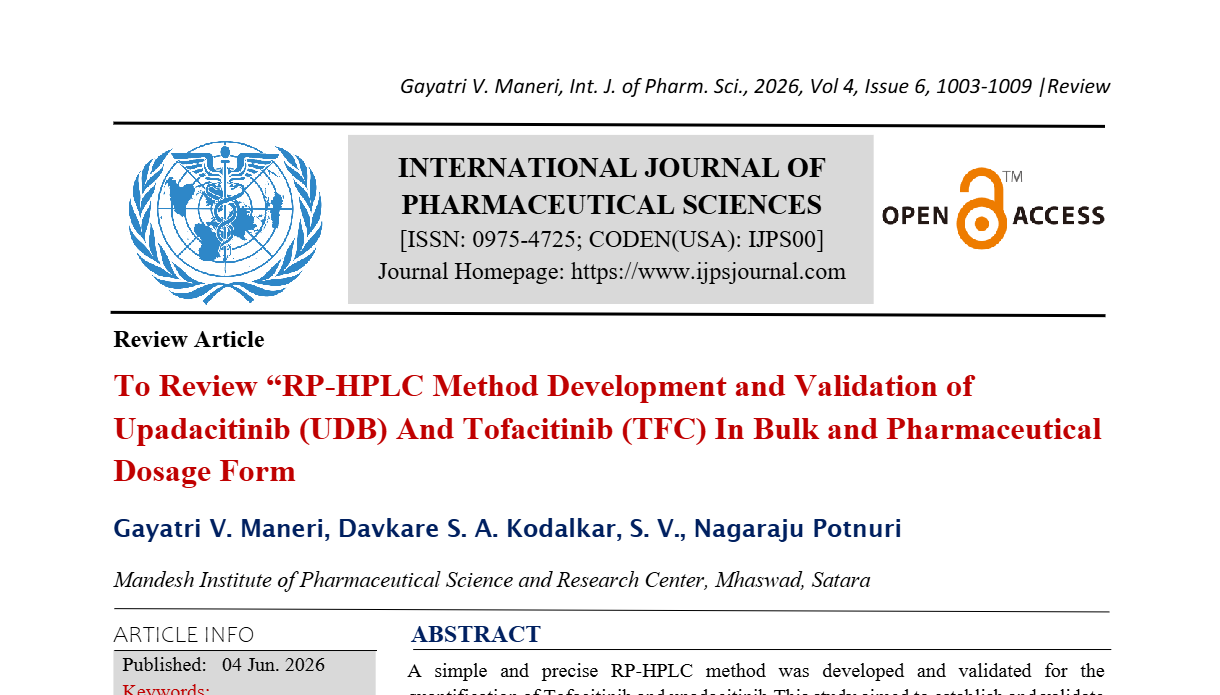 To Review “RP-HPLC Method Development and Validation of Upadacitinib ...