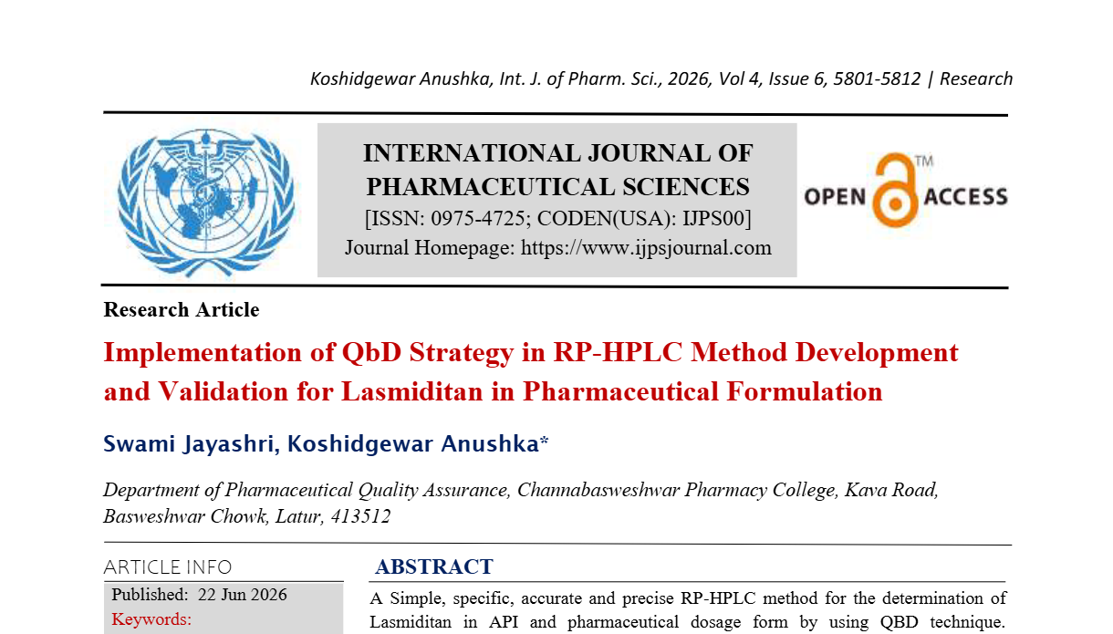 Implementation of QbD Strategy in RP-HPLC Method Development and ...