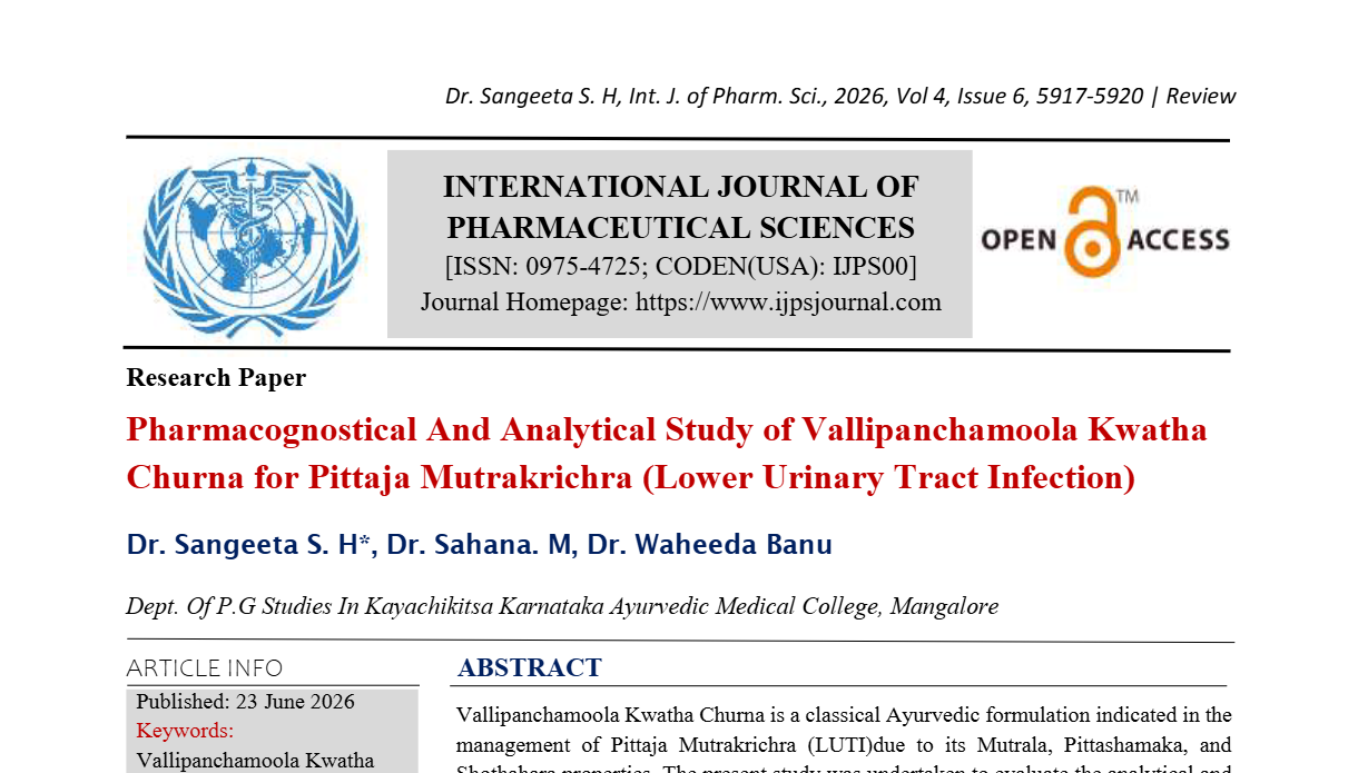 Pharmacognostical And Analytical Study of Vallipanchamoola Kwatha ...